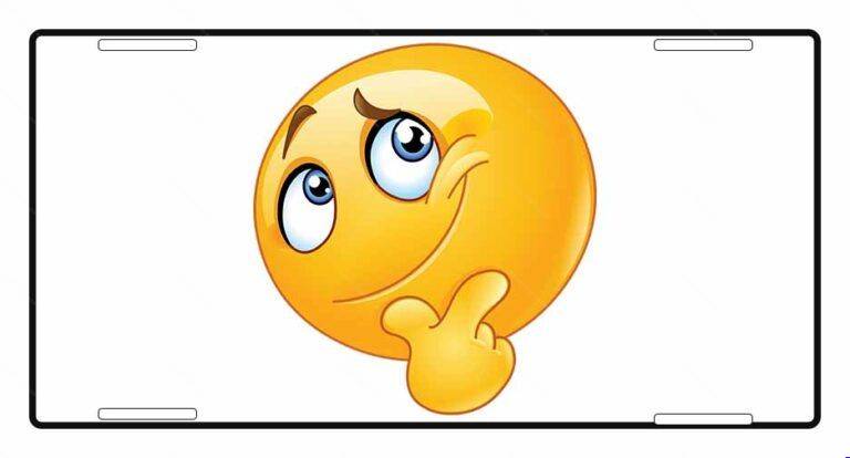 Pondering Emoji License Plate – DOMAGRON