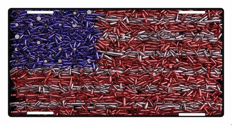 Flag of Bullets License Plate – DOMAGRON