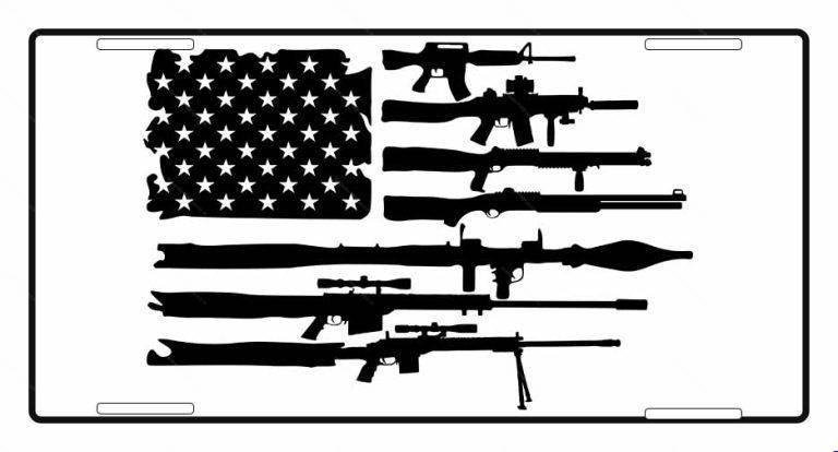 American Gun Flag License Plate – DOMAGRON