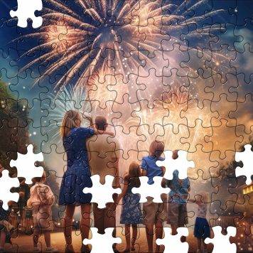 Family Fireworks Illustration Puzzle – DOMAGRON