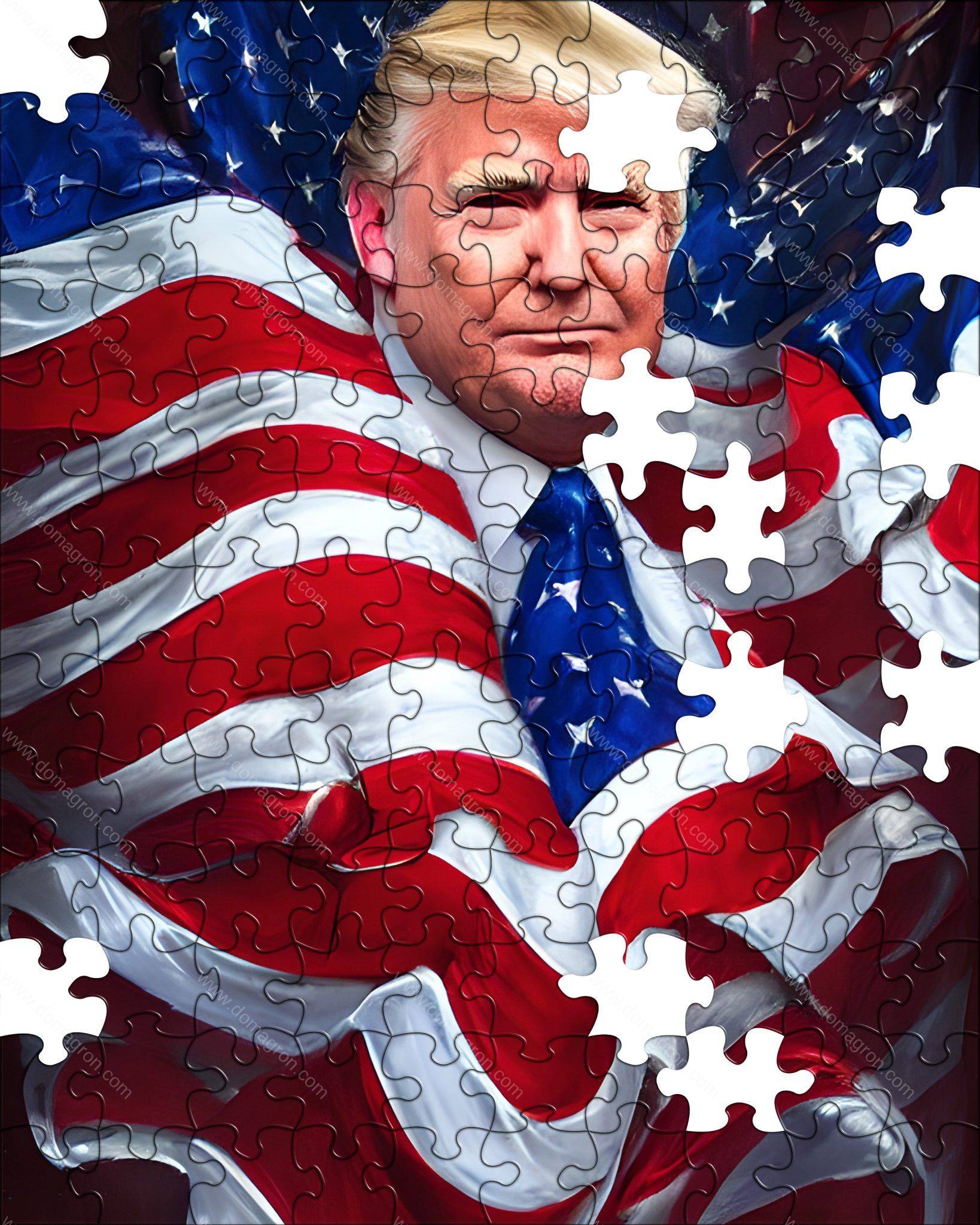 Trump Wrapped in Flag Jigsaw Puzzle – DOMAGRON