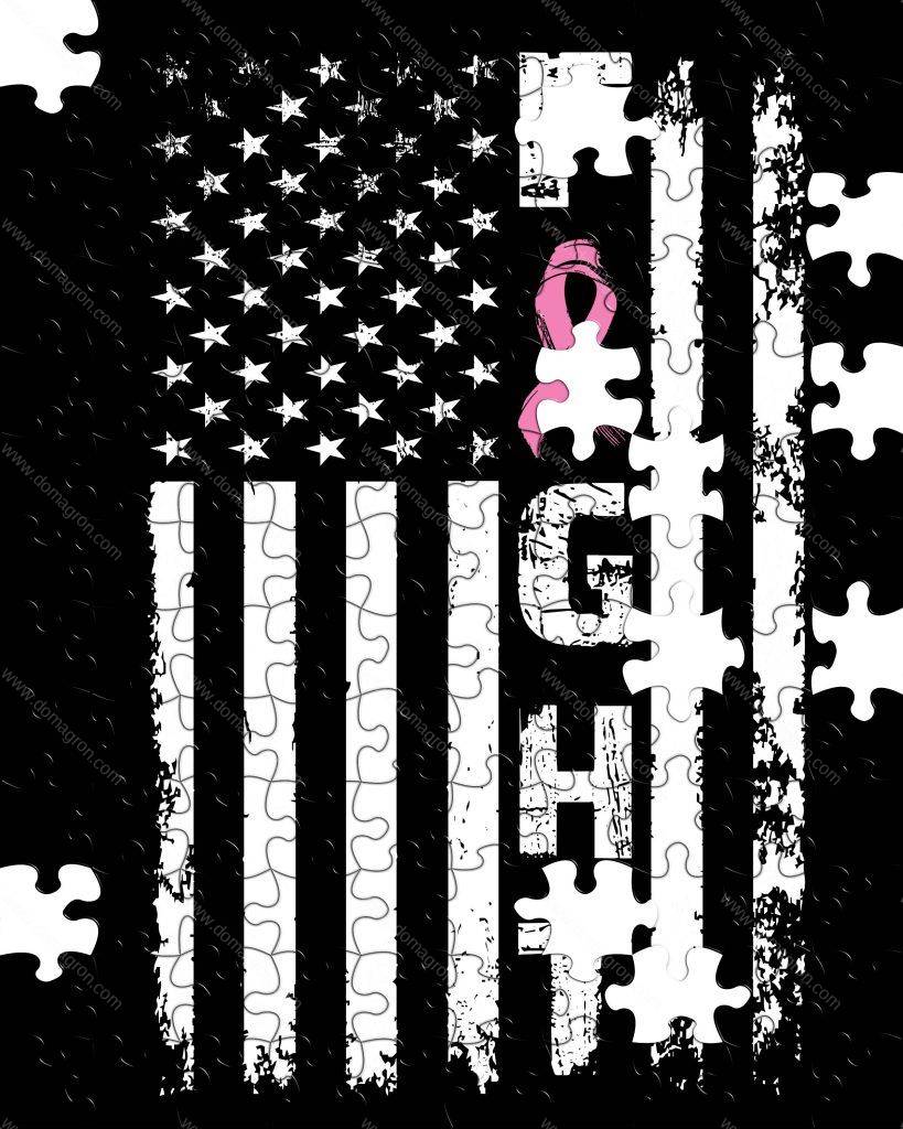 Breast Cancer Fight Flag Jigsaw Puzzle – DOMAGRON