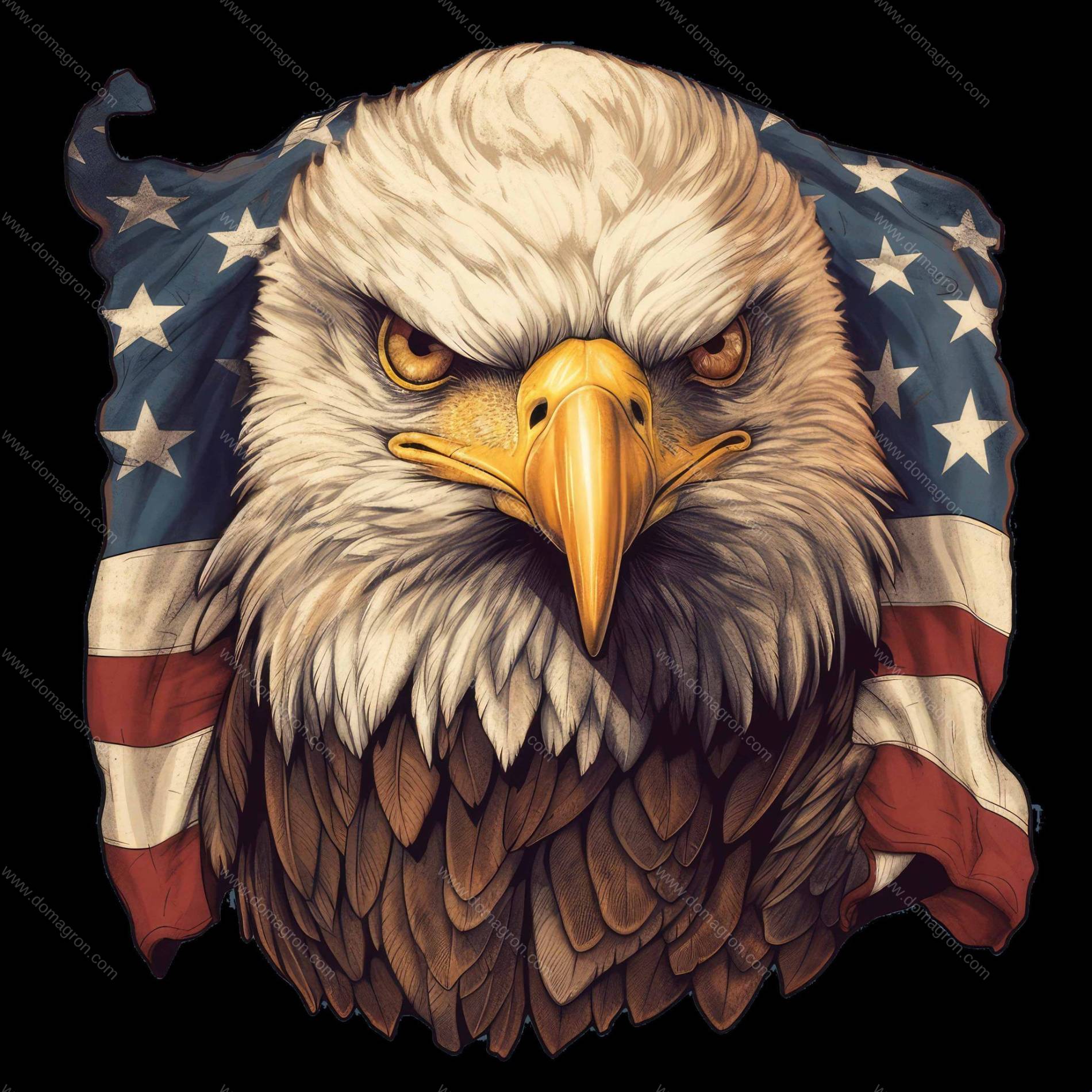 Staring Eagle With American Flag Direct to Film (DTF) Heat Transfer U ...