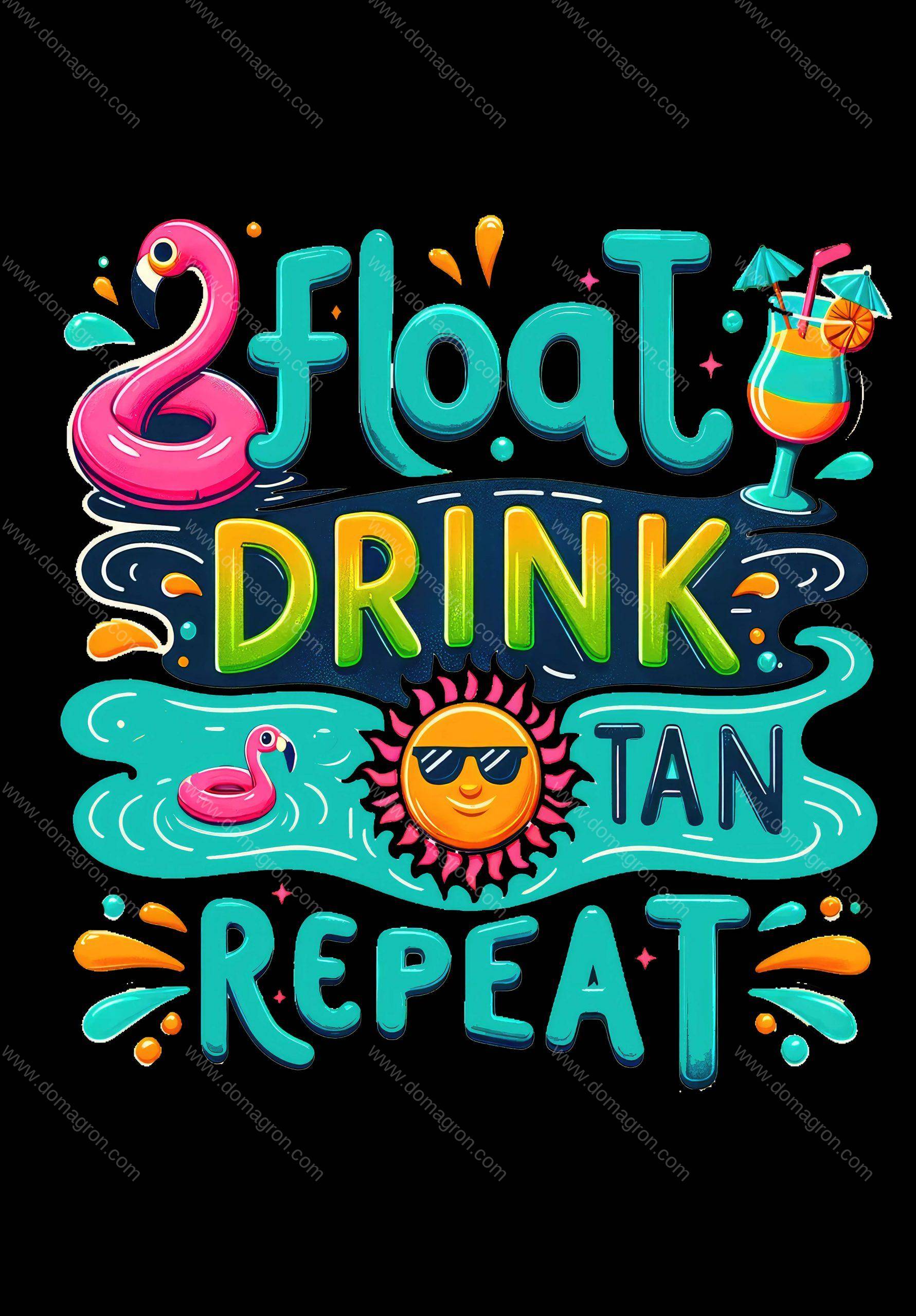 Float Drink Tan Repeat Summer Fun Metal Photo F-935 – DOMAGRON