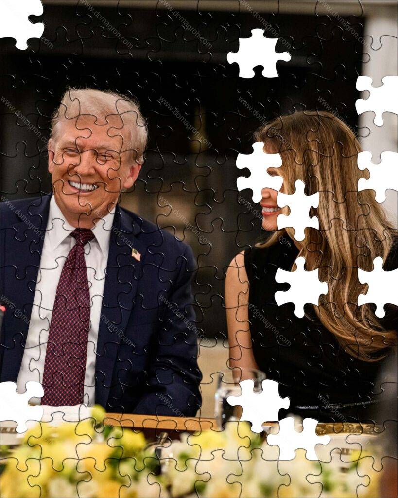Donald Trump and Melania Dining Jigsaw Puzzle – DOMAGRON