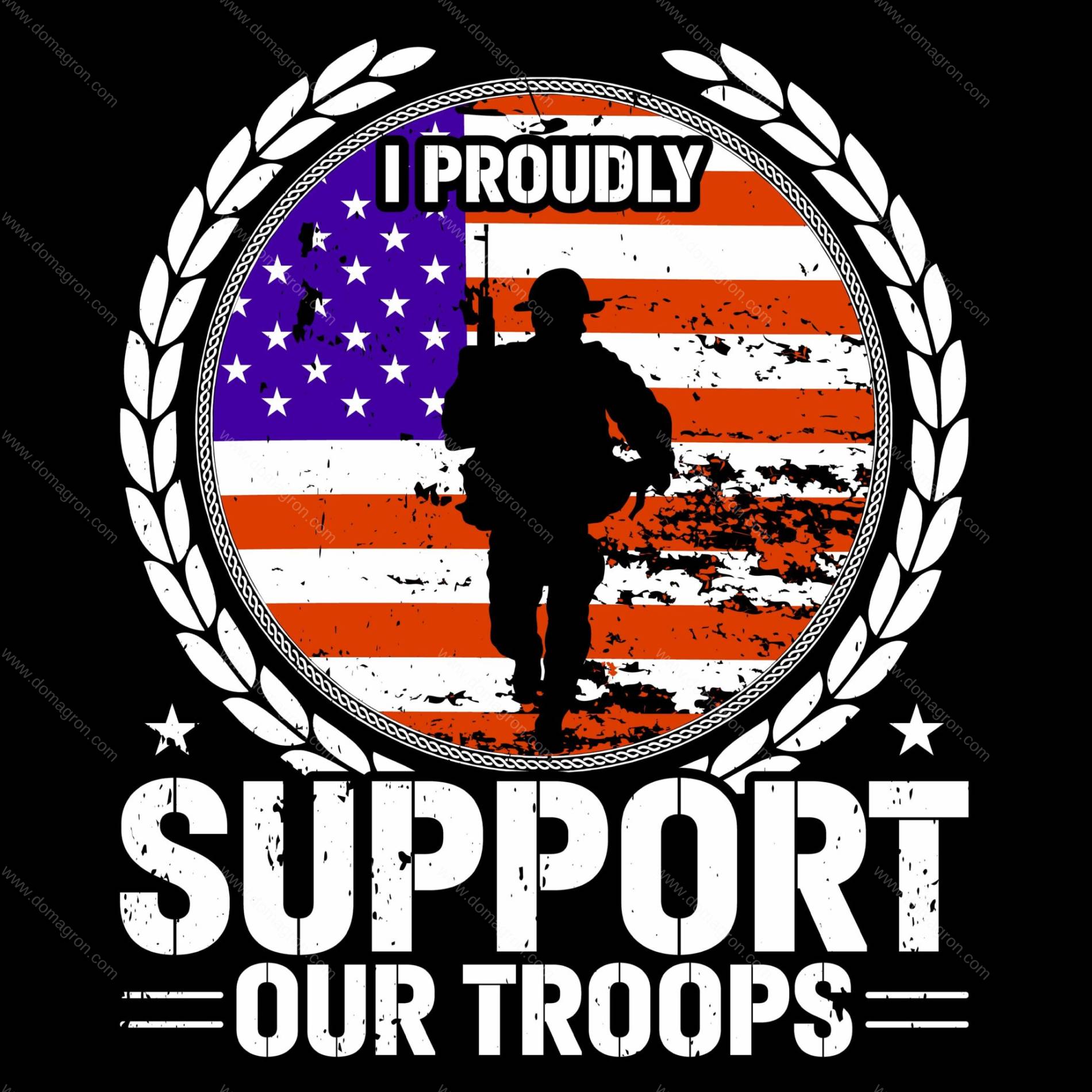 I Proudly Support Our Troops Direct to Film (DTF) Heat Transfer U-1447 ...